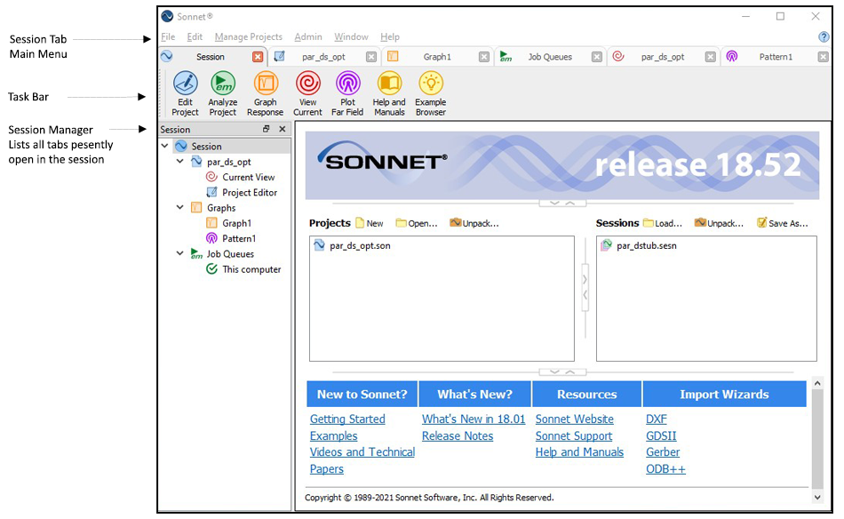 Sonnet Session Window Overview